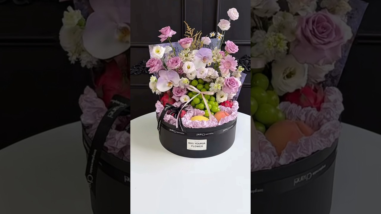 Elegant and Luxurious Fruit & Flower Hamper Tutorial #hampers #fruit #tutorial #bouquet #florist ...