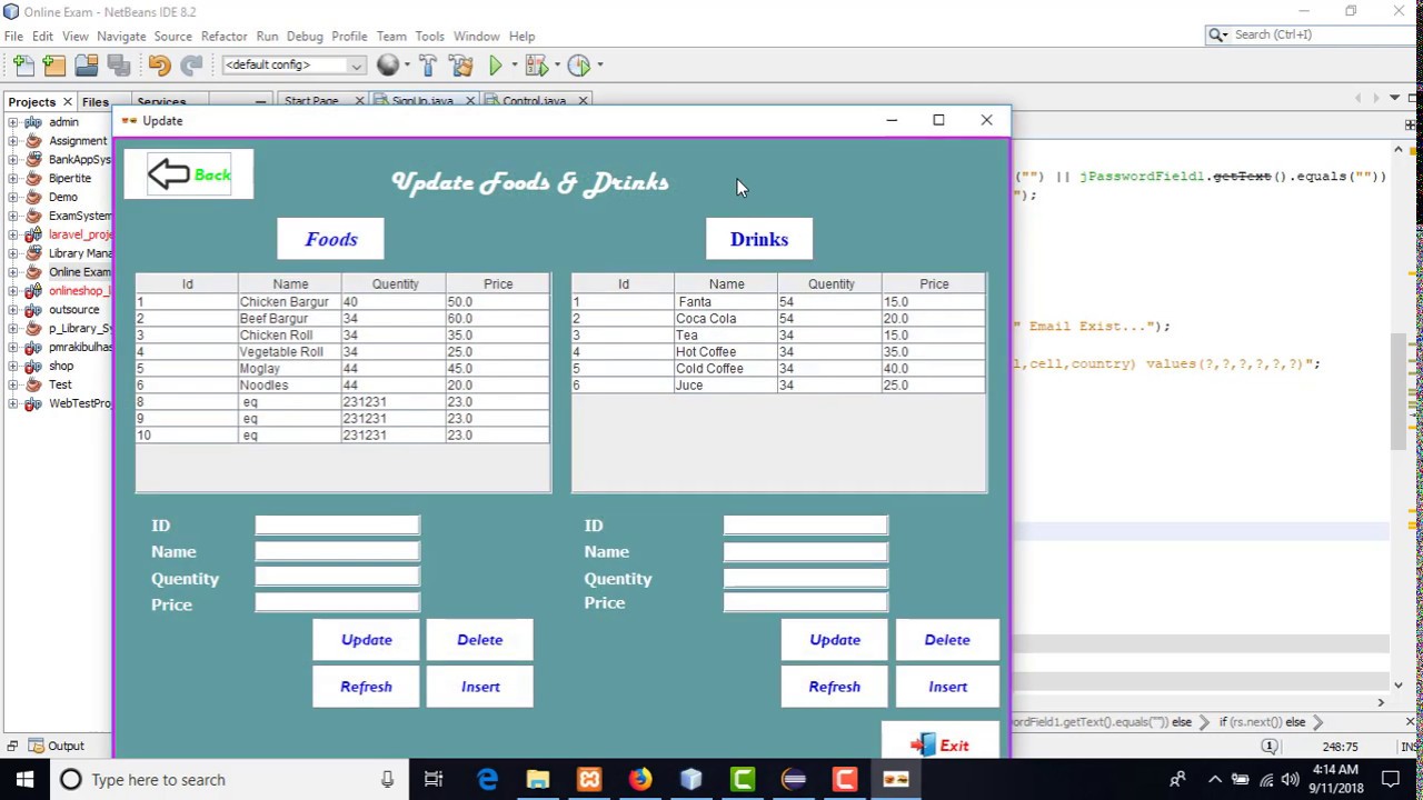 Complete Project Restaurant Management System with source code or Java gui complete project overview