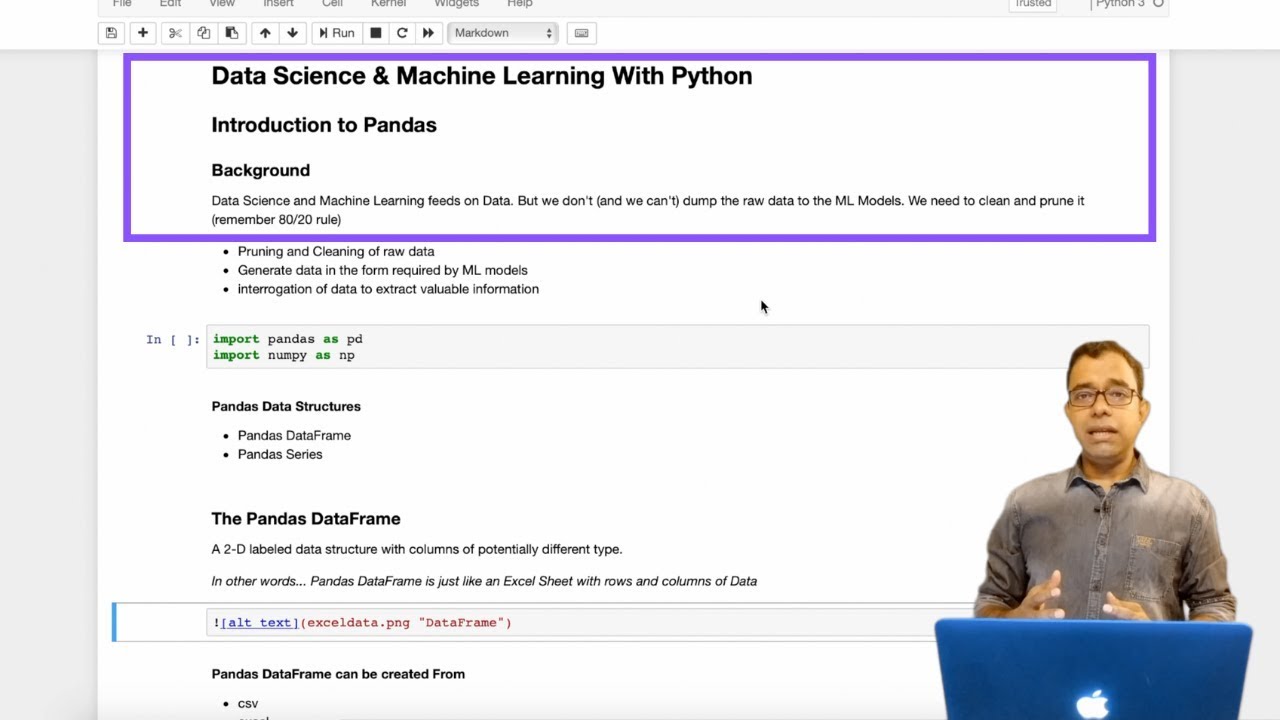 Python Pandas Tutorial  - The Pandas DataFrame :  Data Science and Machine Learning with Python