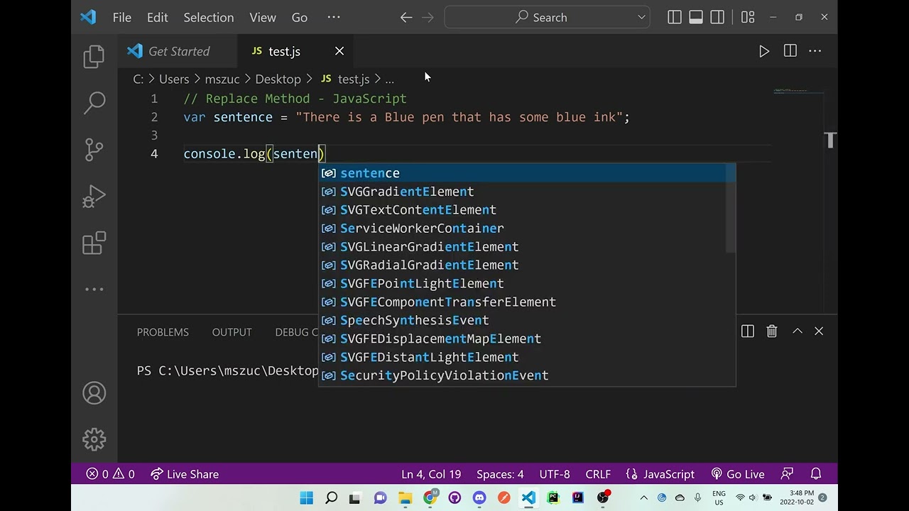Javascript Replace Method Example