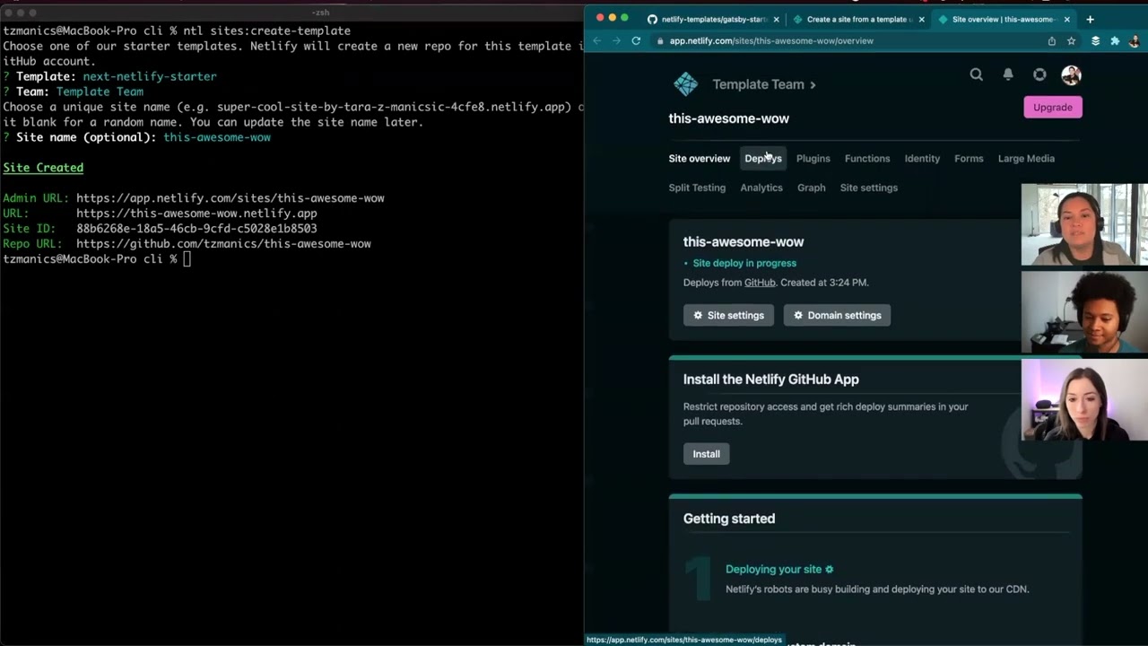 Create a Site from a Template in the Netlify CLI