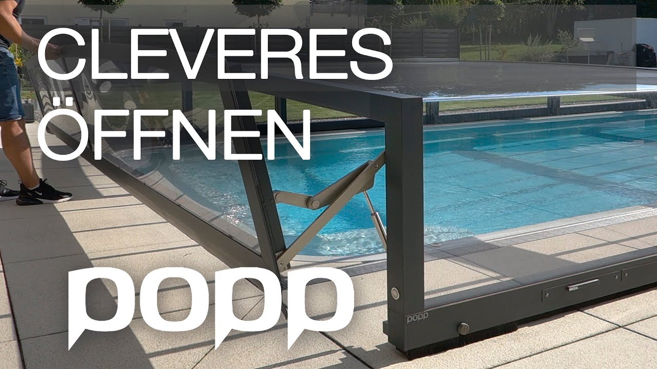 Cool Poolüberdachung CLEVERES ÖFFNEN vollständiges Öffnen der gesamten Stirnwand | Prestige P8| POPP