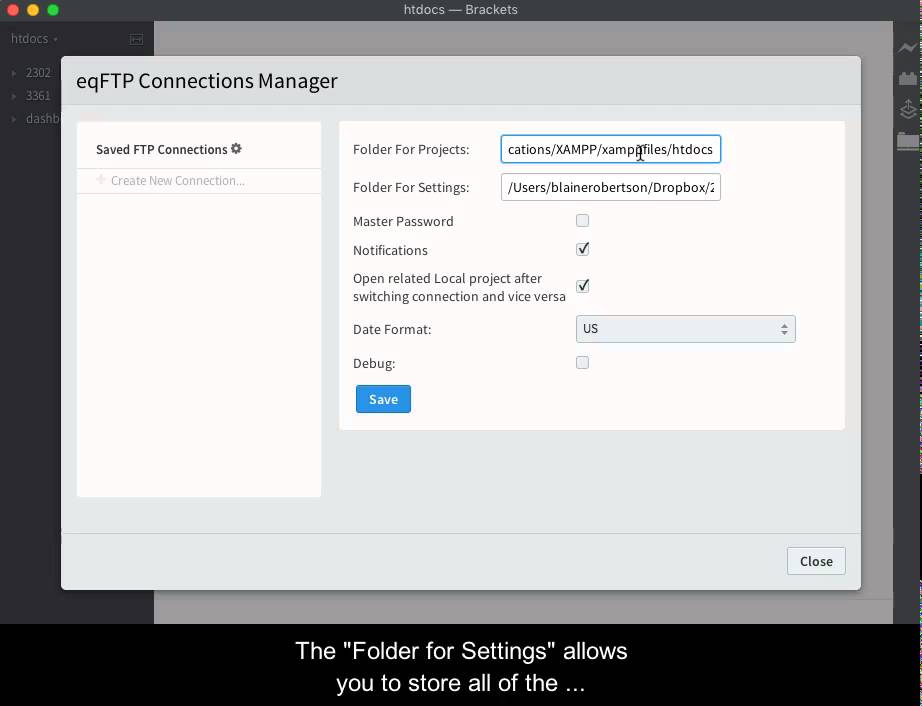 Brackets eqFTP Setup