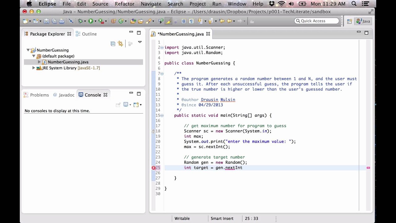Java walk through: Number Guessing