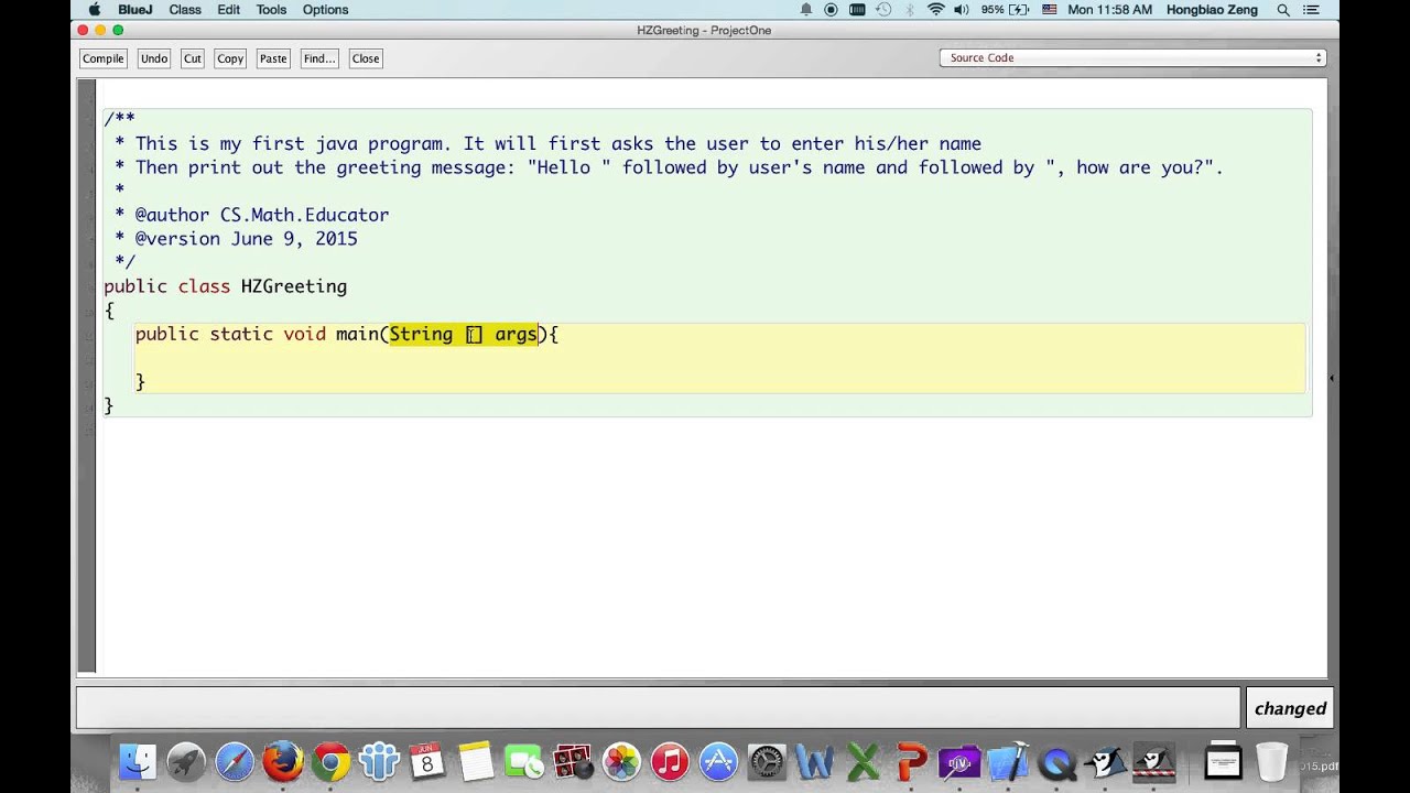 How to using BlueJ to write first java program