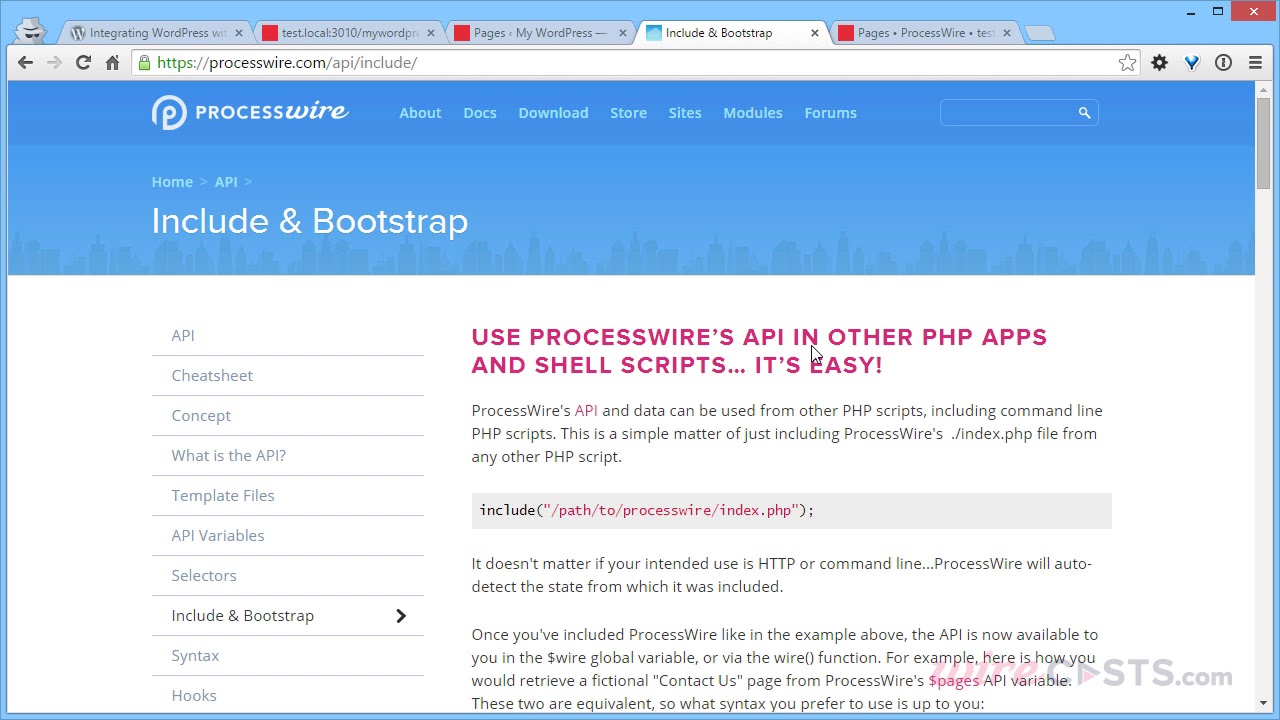 WordPress vs. ProcessWire - Bootstrapping