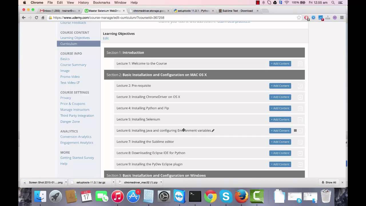 Selenium Python Tutorial - installing sublime on mac