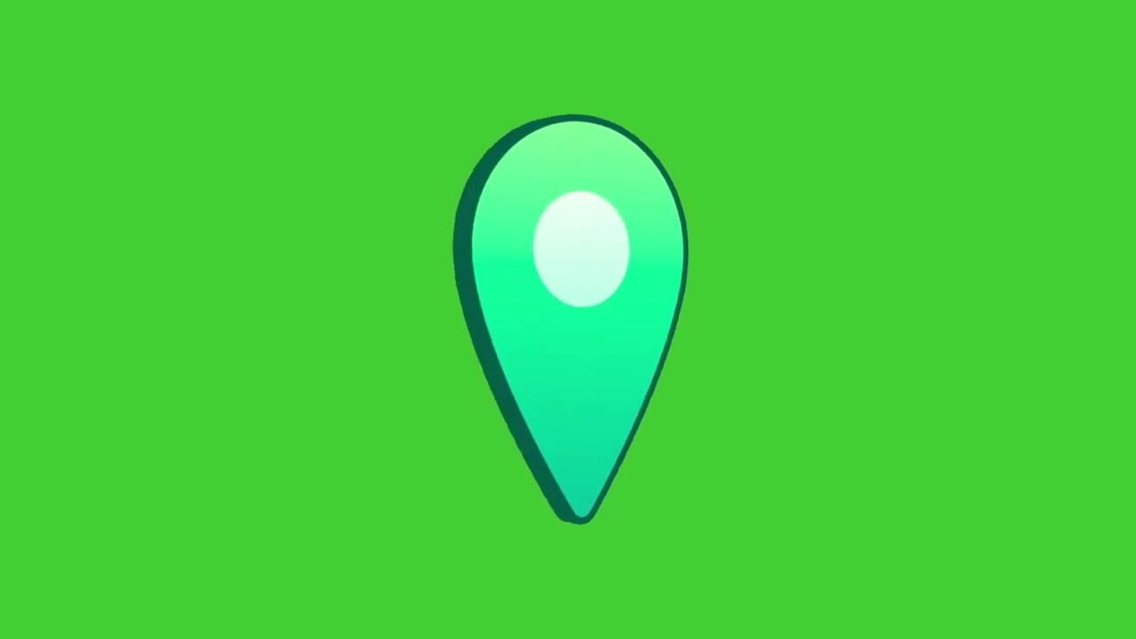 Neon Gradient Location 3D Pin Rotating Icon on Green Screen Background | HD | FREE DOWNLOAD