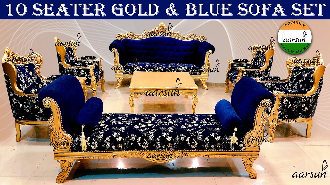 Maharaja sofa 10 Seater Center Table & 2 Corner Tables Carved in Teak | Aarsun