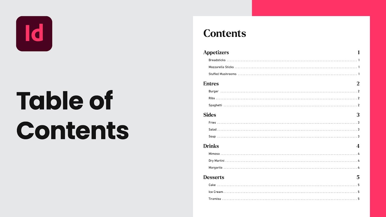 Generate a Table of Contents in InDesign