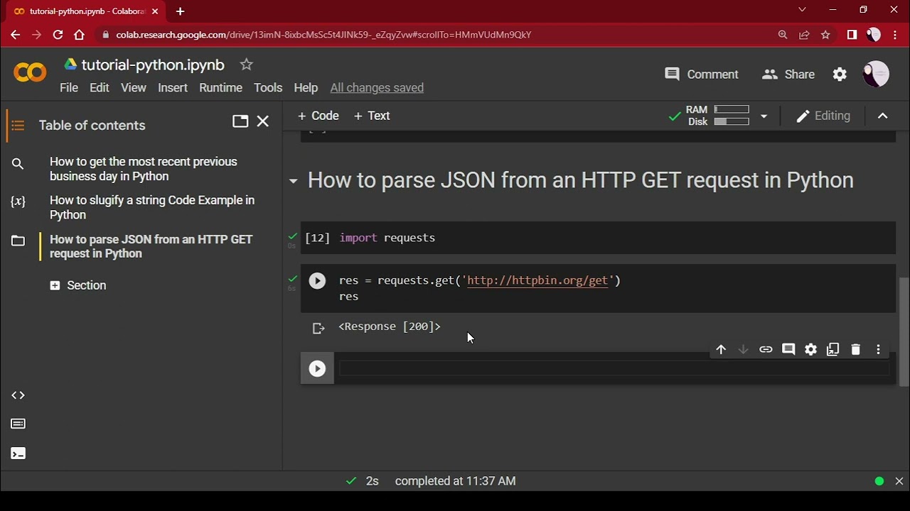 How to parse json from an http get request in Python