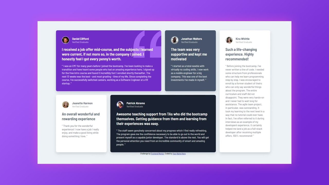 HTML & CSS (Grid) |  testimonials grid section