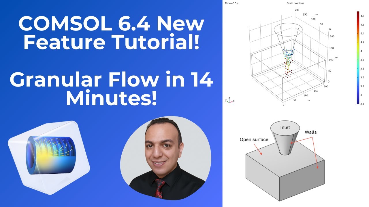 COMOSOL Granular Flow Tutorial | Grains Through Funnel & Container