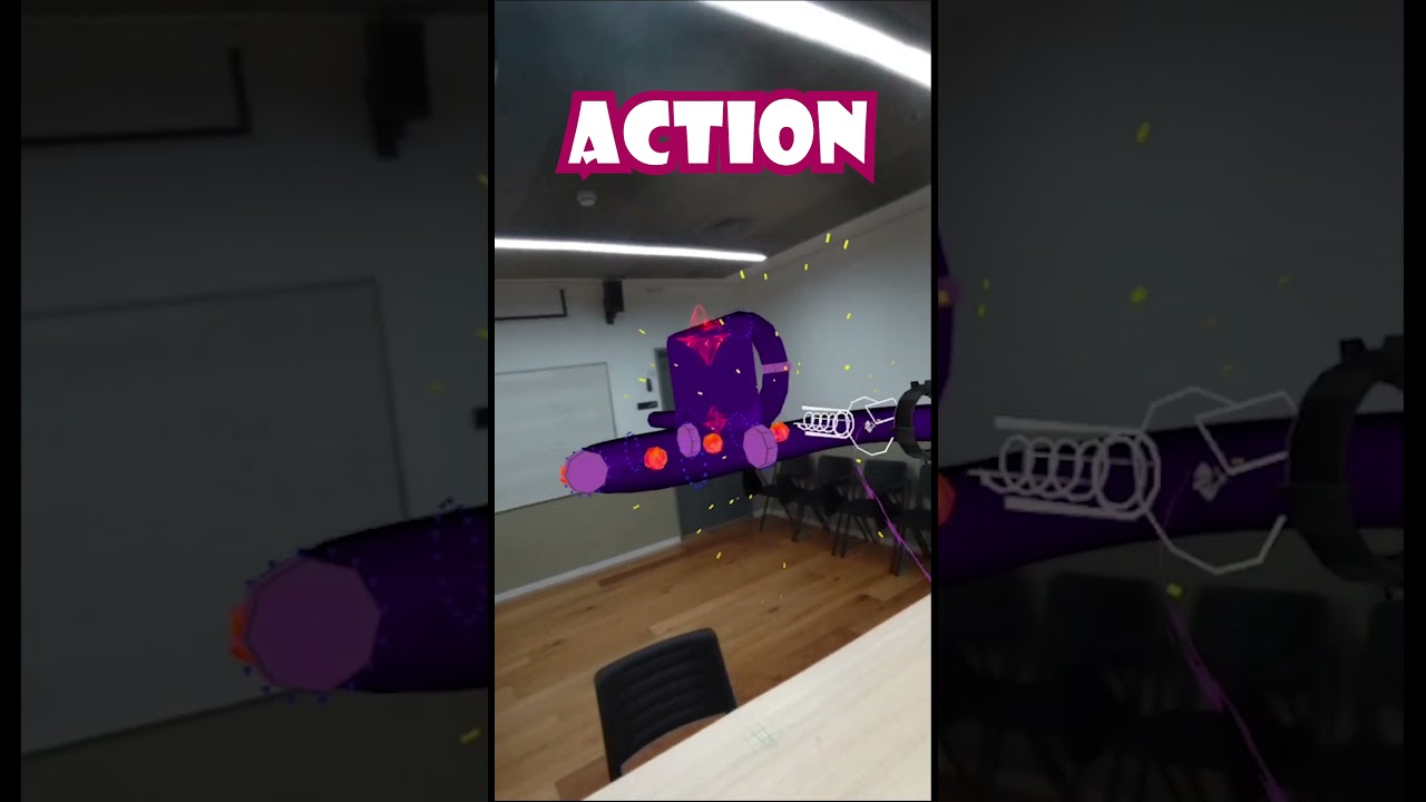 PacMan meets MixedReality in Space invasion atmos? #metaquestgames #vr #mixedreality #neonodyssey