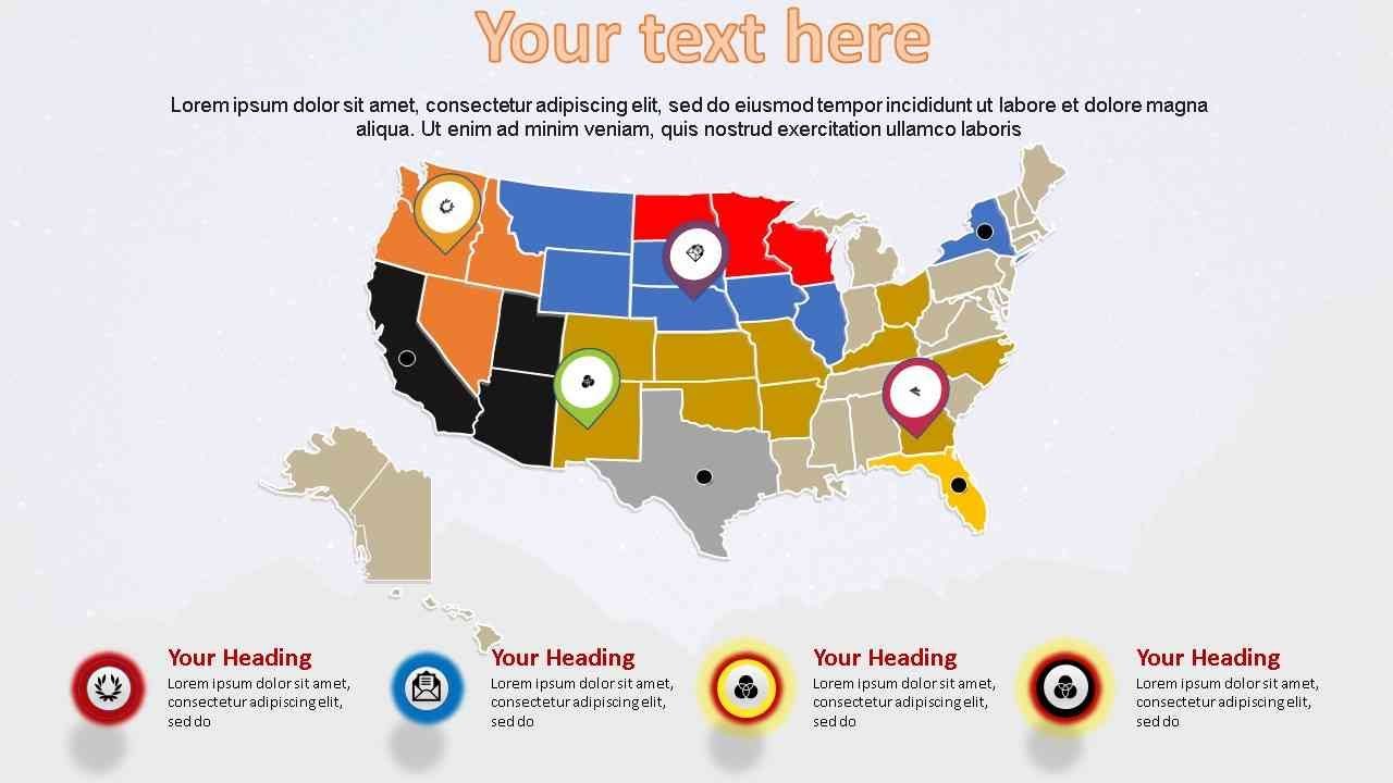 United states map template for PowerPoint