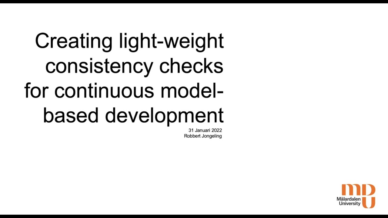 Creating light-weight consistency checks for continuous model-based development