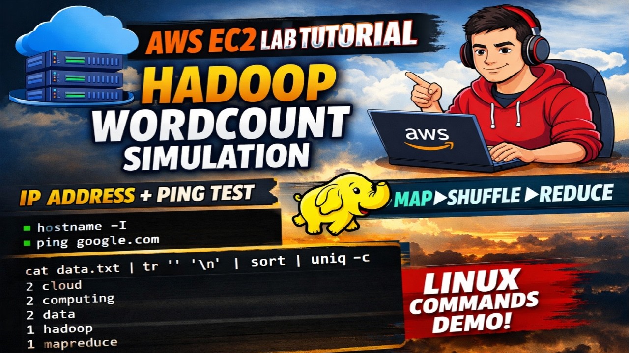 CC Lab 3 Explained | EC2, Ping Test, Hadoop WordCount Simulation| Kingdom Of Sonu Saw @sawsonu123