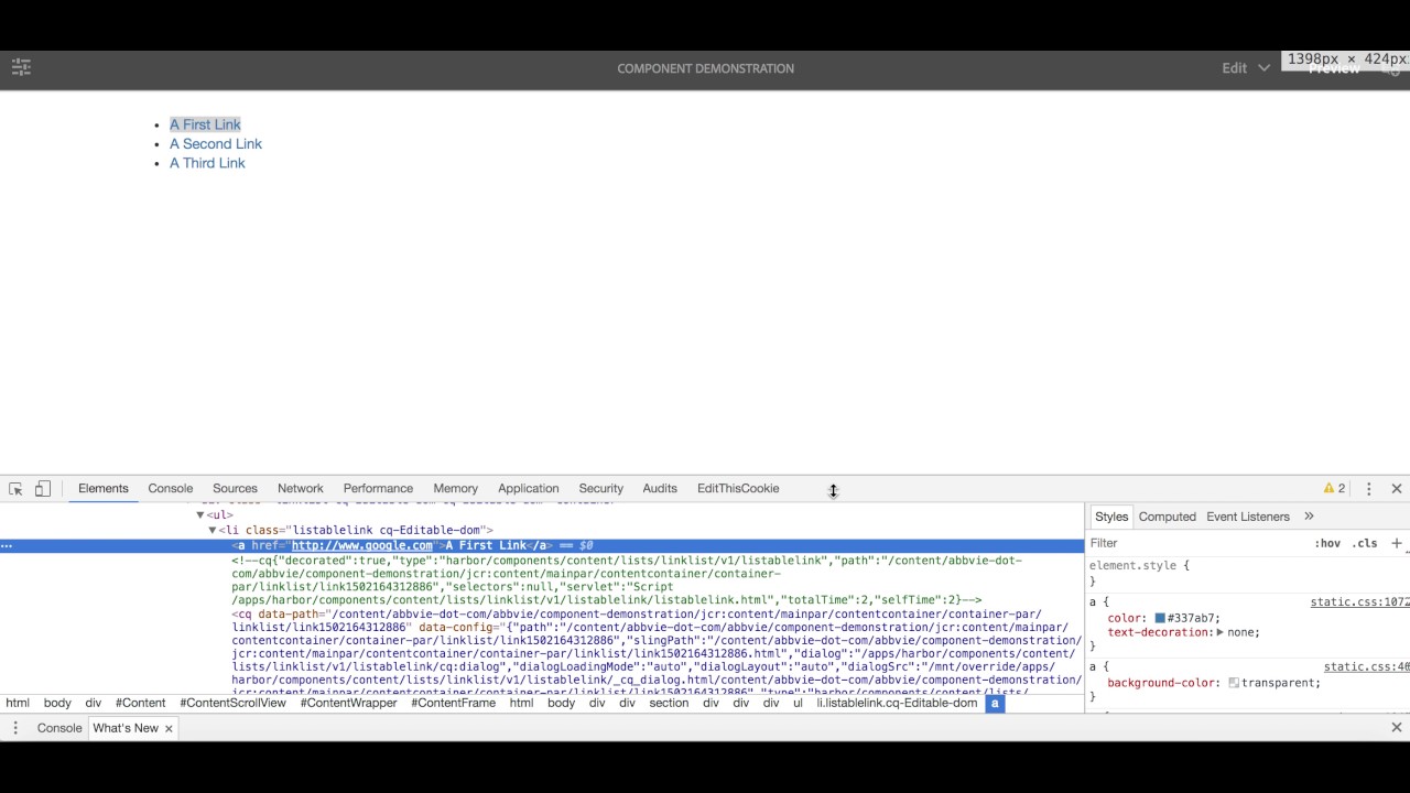 Link List Component Usage (v1)