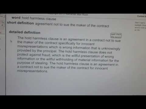 hold harmless clause Real Estate License Exam Study Guide AgentExamPass.com