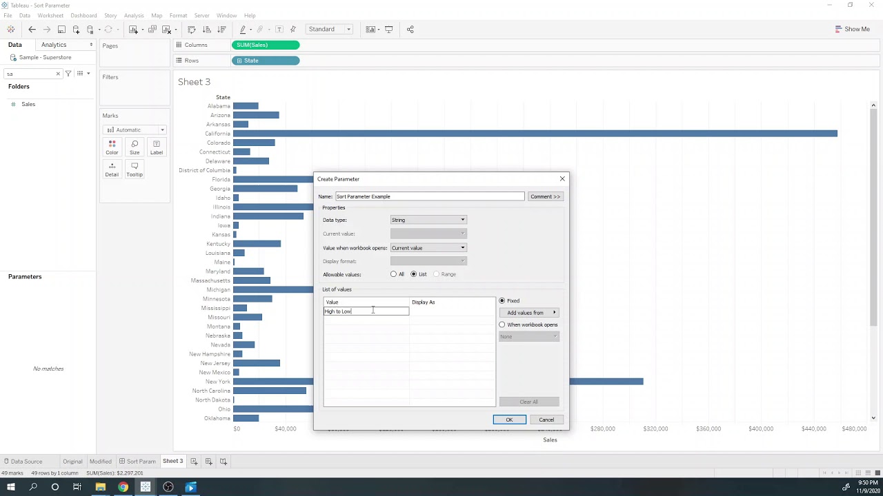 Dynamic sort in Tableau Desktop