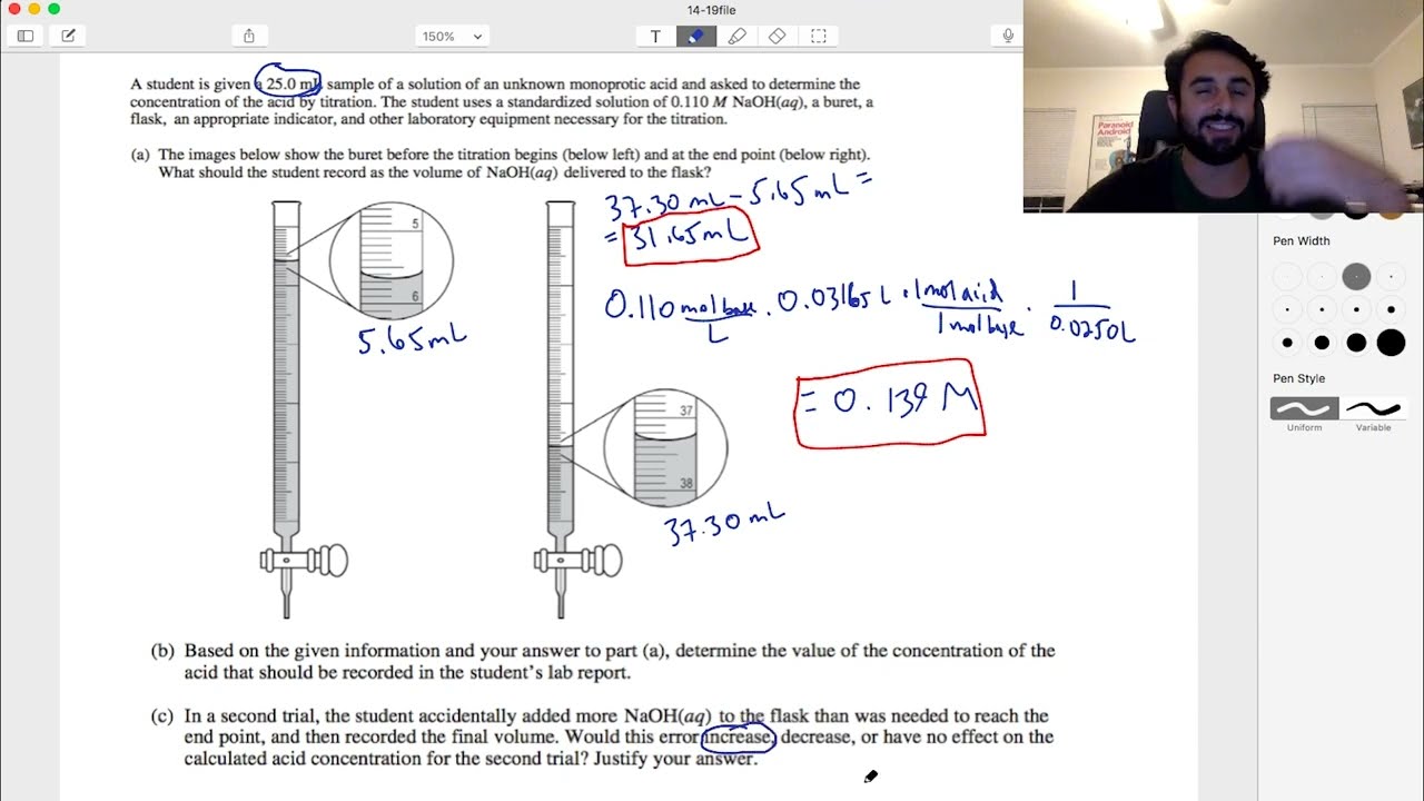 AP Chemistry Short Answer Question 8 (Titration)