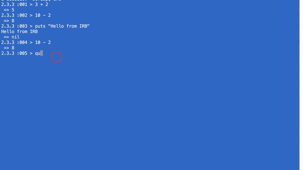 Learn to Code with Ruby - Section 01 - Lesson 11 - Interactive Ruby (IRB)