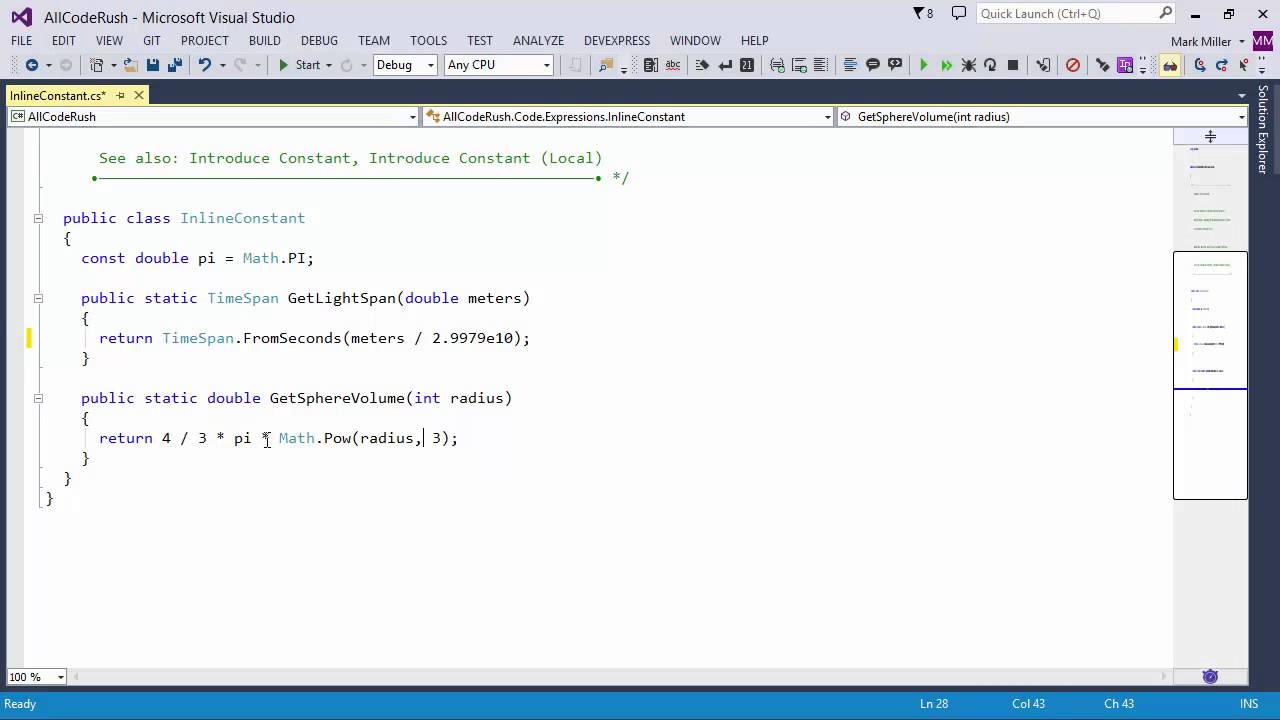 DevExpress CodeRush: Inline Constant