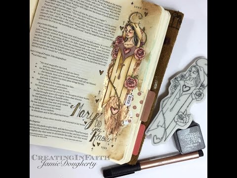 Creating In Faith with Jamie Dougherty Mary Journaling Bible entry