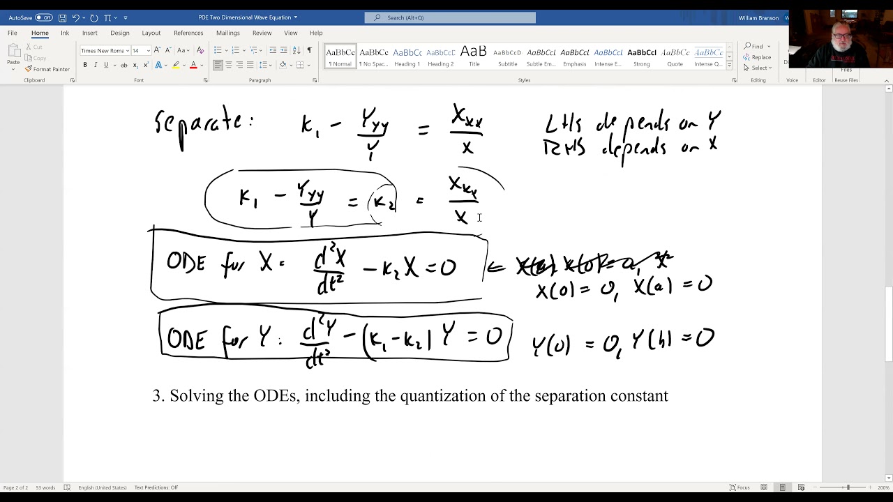PDE Two Dimensional Wave Equation