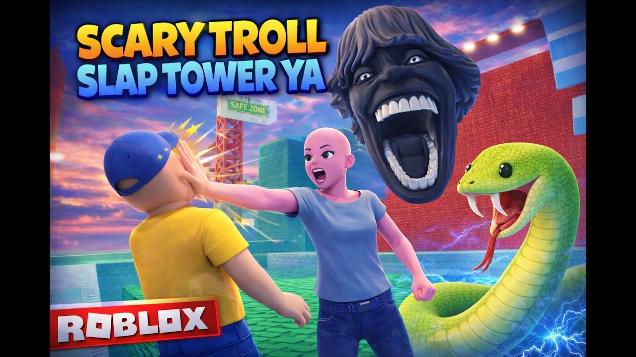67 SCARY TROLL SLAP TOWER GAME ROBLOX LIVE DAY 225