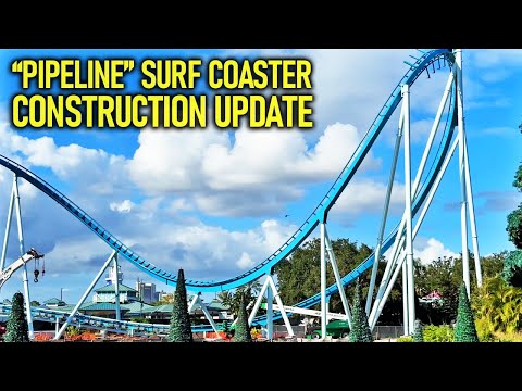 SeaWorld Orlando Construction - "Pipeline" Surf Coaster Trackwork Update