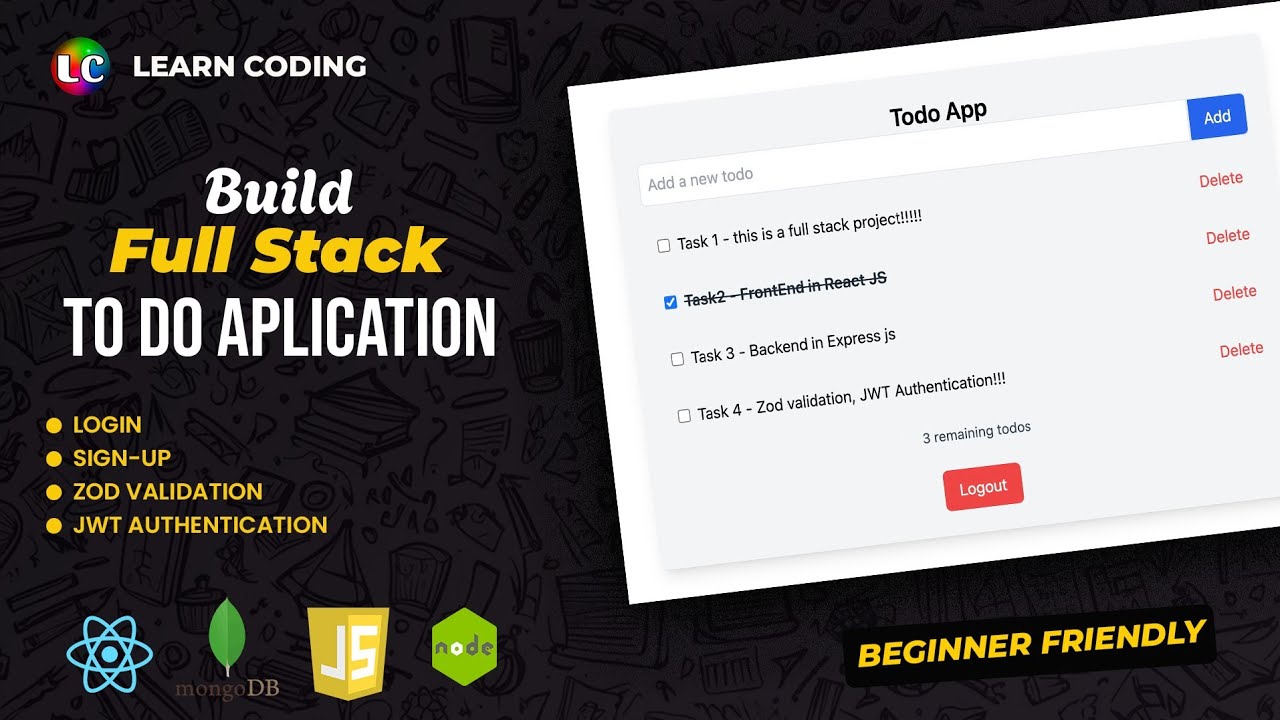 How to Build a Full Stack Web Application | Todo App (MongoDB,Express js,React js,Node js) | Like🙏😊