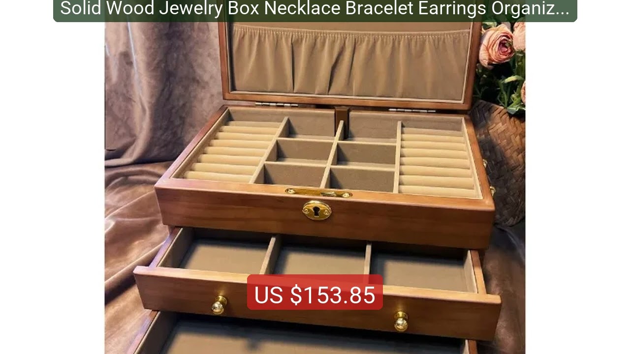 Solid Wood Jewelry Box Necklace Bracelet Earrings Organizer... — Top Pick 2026 | Unbeatable Price!
