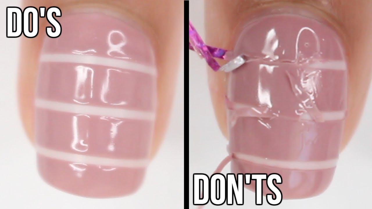 Qué hacer y qué no hacer: Arte de uñas con cinta de rayas y gel | Cómo usar cinta de rayas con es...