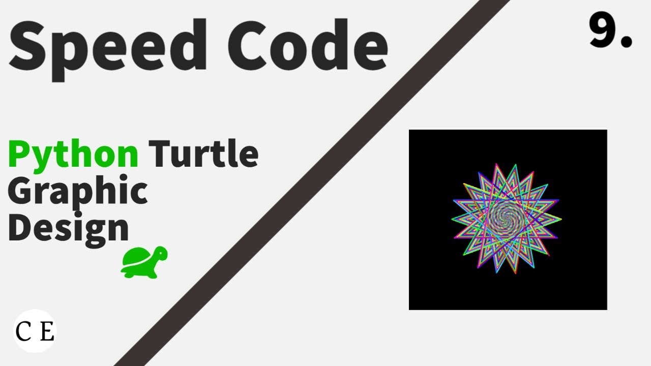 9. Python Turtle Graphic Design - Speed Code || Rainbow Colour 2D Star Design