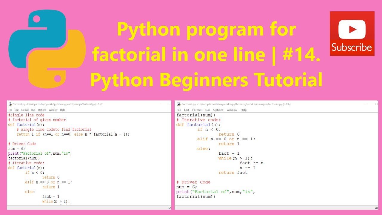 Factorial one line python program with source code| 14. Python Beginners Tutorial | #shorts