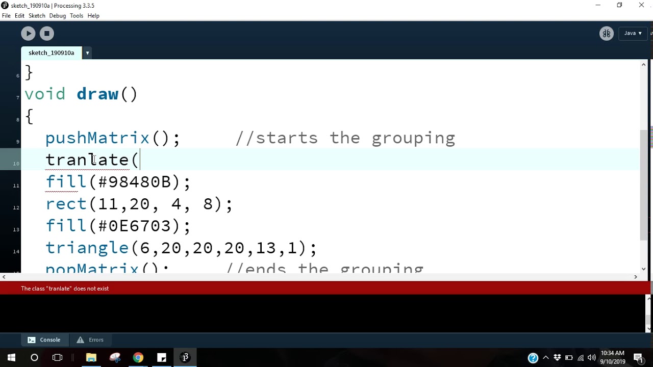 Processing Tutorial #8: Grouping with pushMatrix and popMatrix
