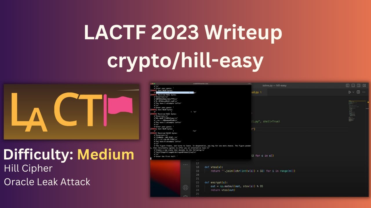 Hill Cipher Oracle Attack - LACTF2023 - crypto/hill-easy
