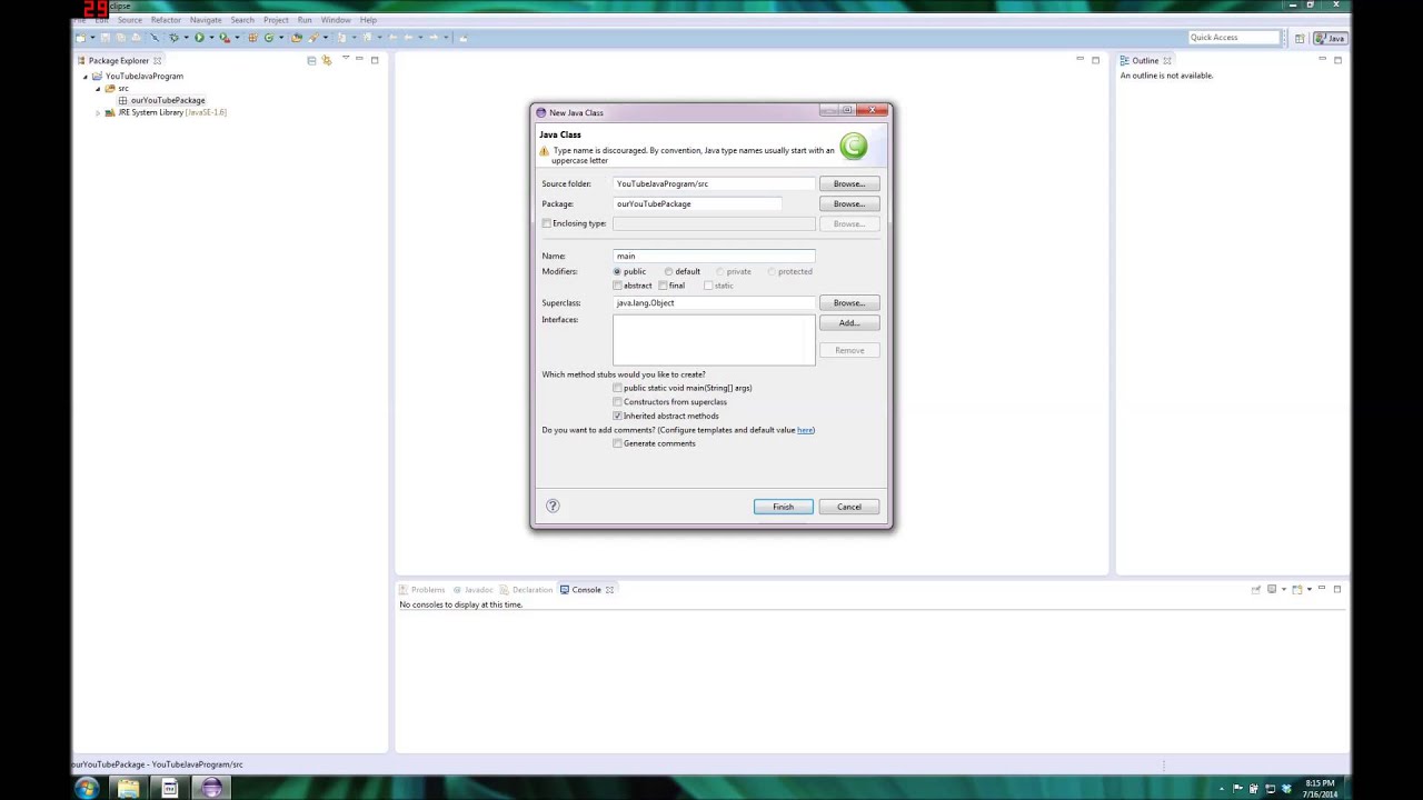 Java Eclipse Beginner Coding Tutorial Ep 2 Making Hello World Program