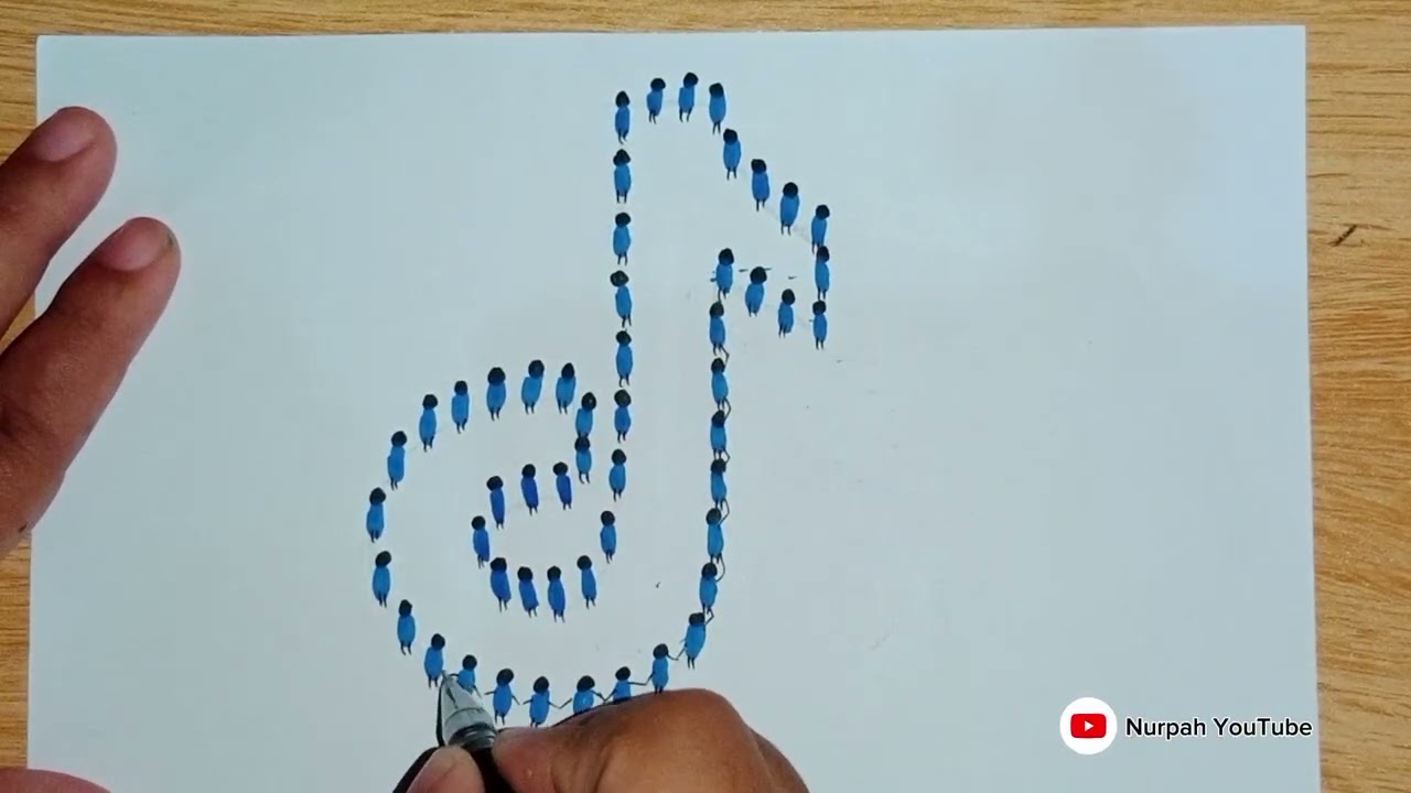 Drawing tutorial (bergandengan tangan membentuk logo tiktok) #fypシ #drawing #drawingtutorial 