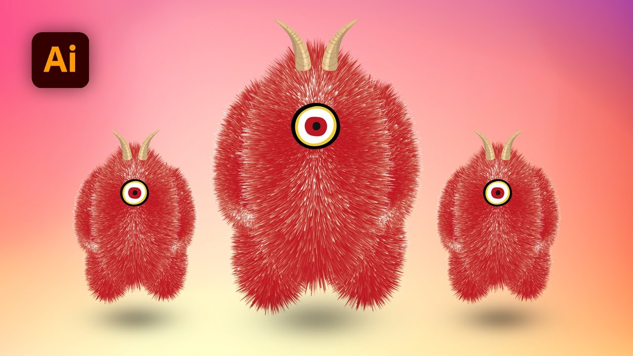 ILLUSTRATOR TUTORIAL : CREAT A FLUFFY MONSTER