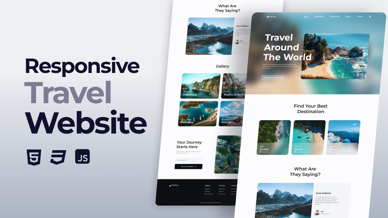 Responsive Travel Website Using HTML CSS JavaScript