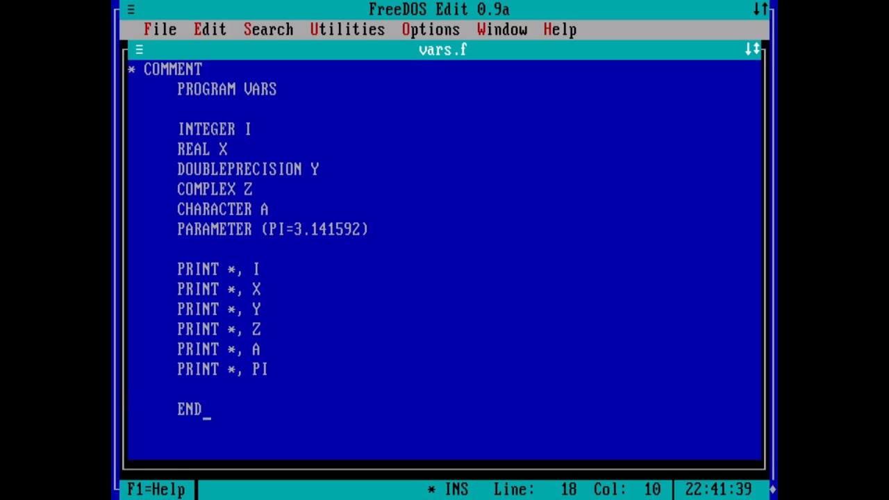 FORTRAN 77 variables