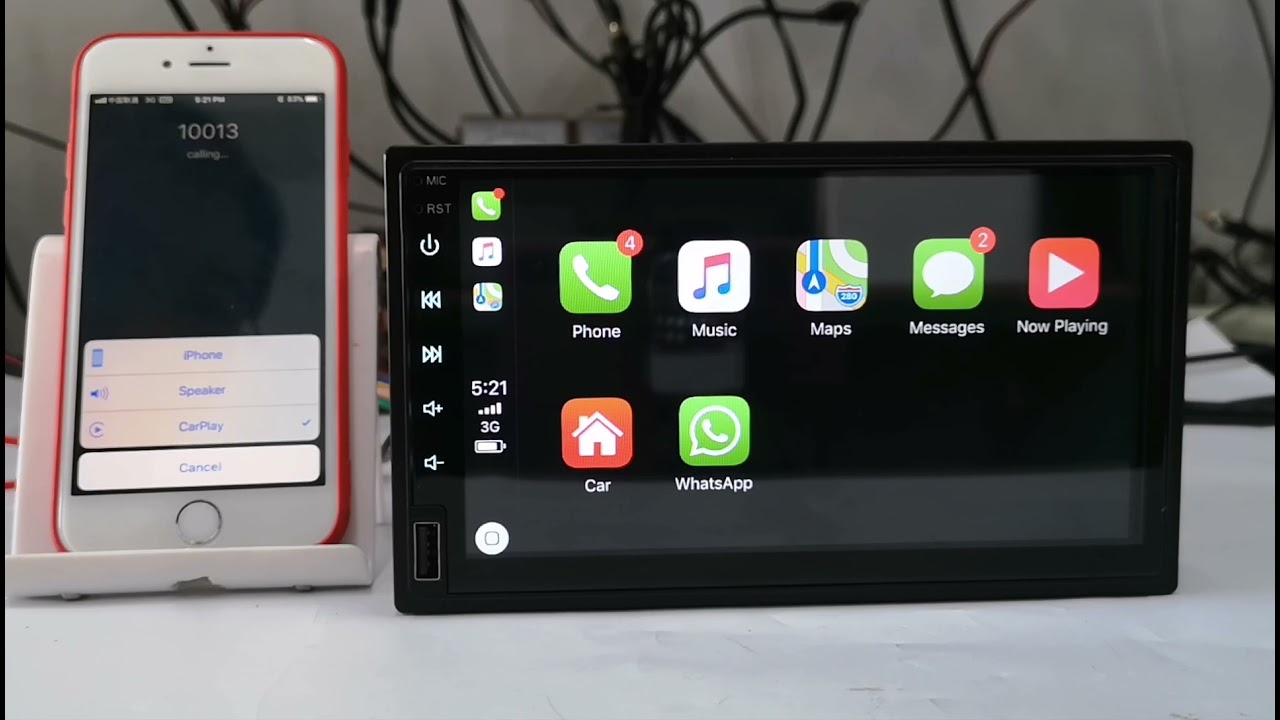 TOPNAVI 7inch Double DIN Universal Car Multimedia Player with Wireless CARPLAY and ANDROID AUTO