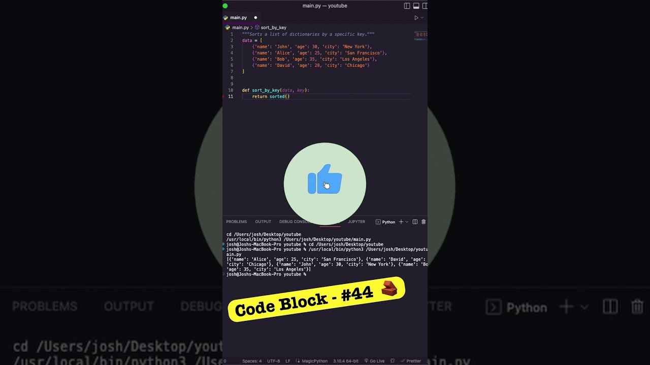 Python Guide: Sort a List of Dictionaries with Ease! #shorts