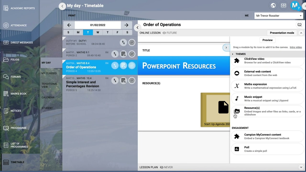 Lesson Structure SEQTA Tutorial