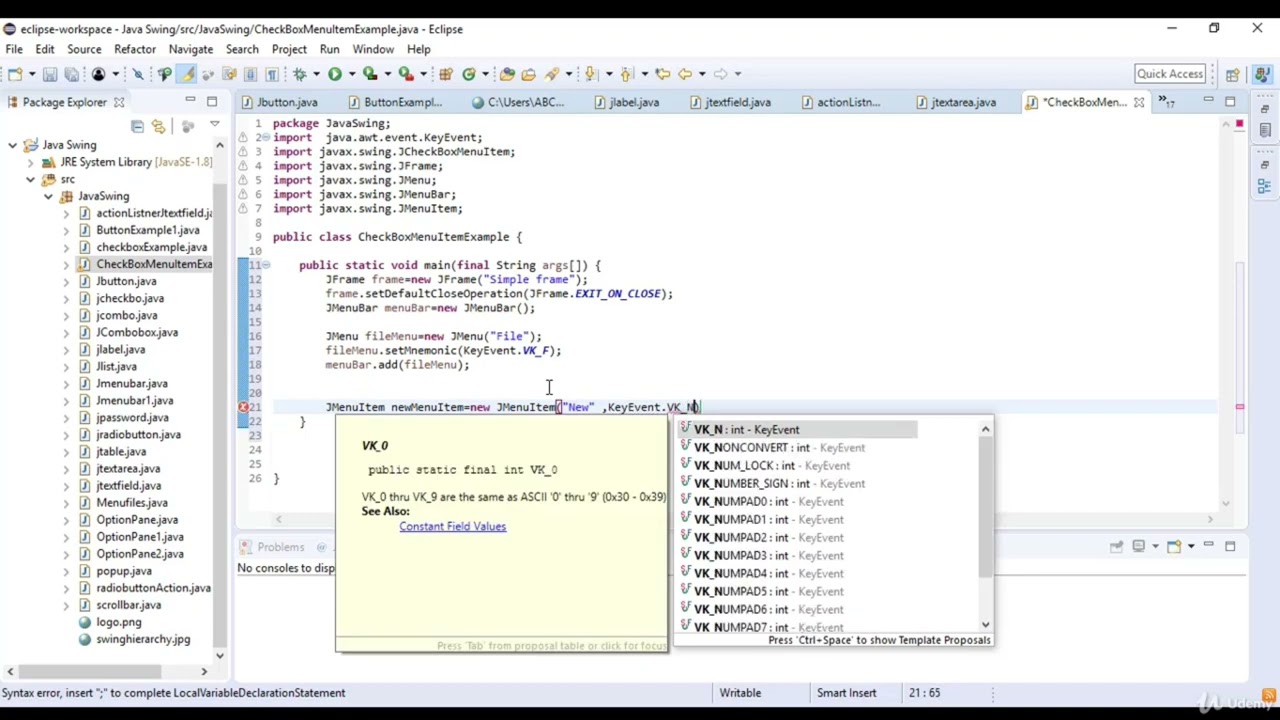 59.Java JCheckBox MenuItem