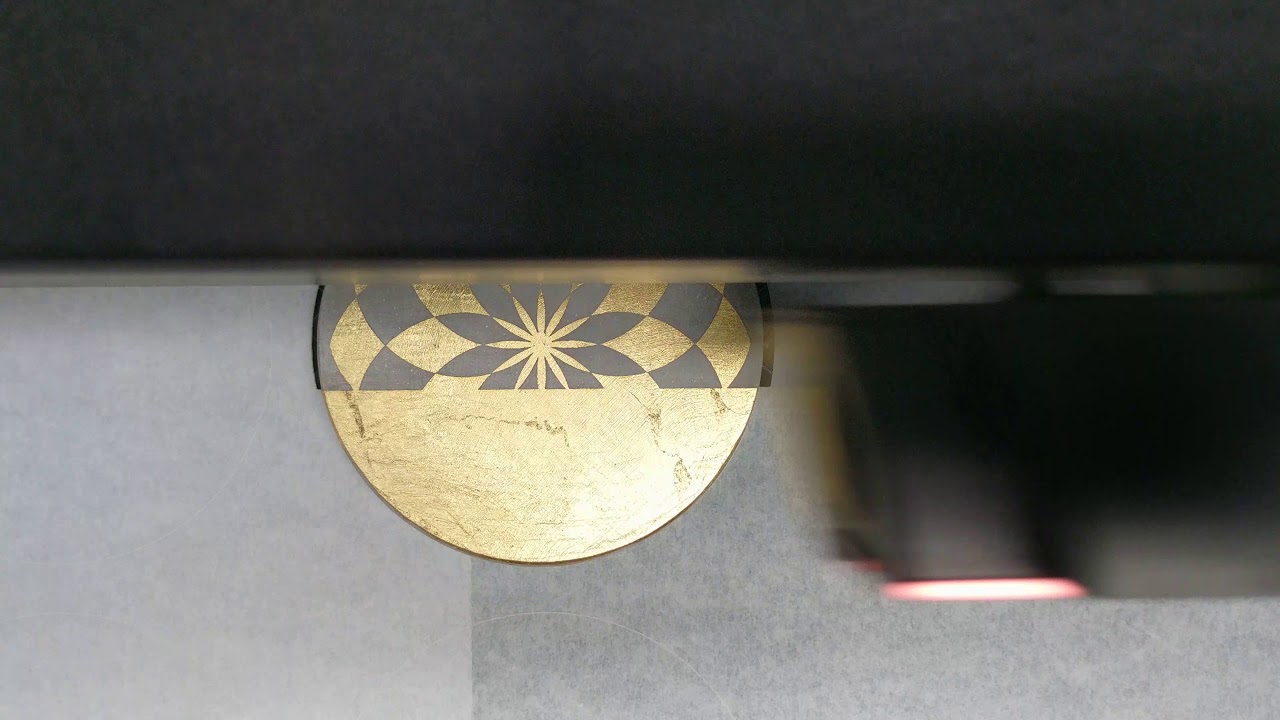 Laser etching gold leaf drink coaster