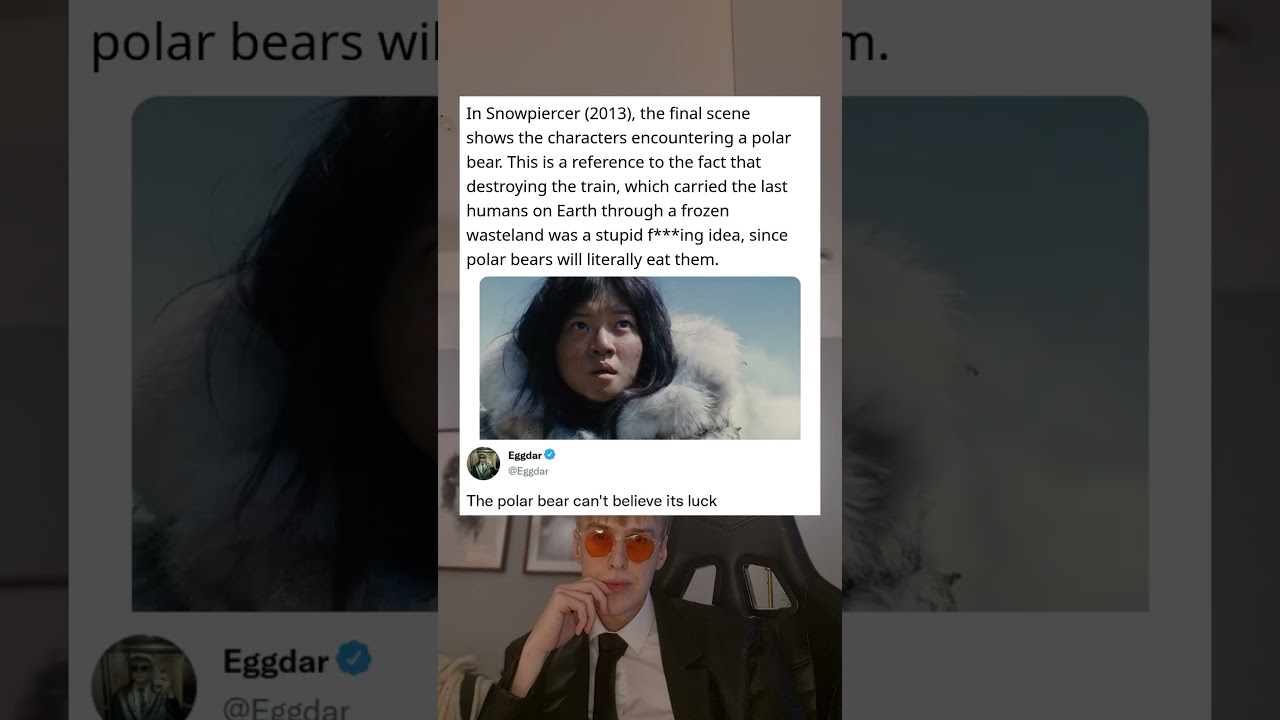In Snowpiercer (2013), the final scene shows the characters encountering a polar bear. This is