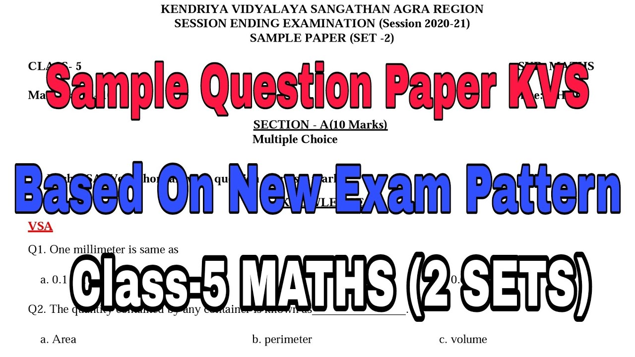 Comprehensive Guide to Class 5 Maths Sample Question Paper for KV ...